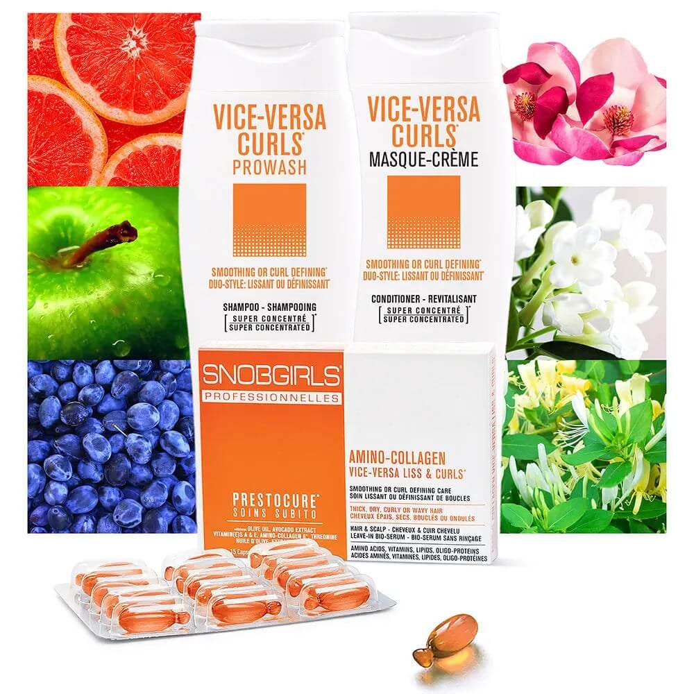 Trio VICE-VERSA CURLS Vegan Shampoo, Conditioner, Hair OilTrio VICE-VE ...